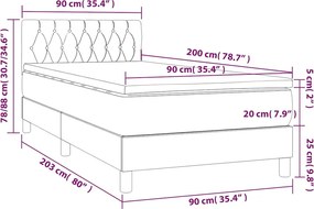 Box spring postel s matrací černá 90x200 cm samet 3141463
