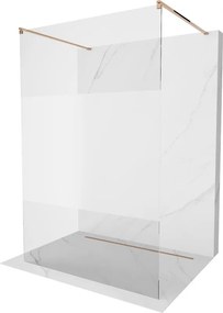 Mexen Kioto, průchozí sprchová zástěna 140 x 200 cm, 8mm čiré sklo/námraza, 2x růžové zlato stabilizační rozpěra, 800-140-002-60-35