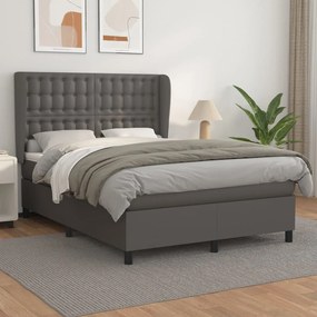 Box spring postel s matrací šedá 140 x 190 cm umělá kůže