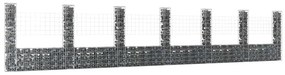 Gabionový koš ve tvaru U se 7 sloupky železo 740 x 20 x 150 cm 151287