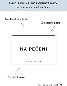 NA PEČENÍ - Samolepka s rámečkem na dózy do lednice, 6 x 4 cm