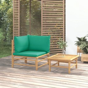 vidaXL 2dílná zahradní sedací souprava s poduškami bambus [362292] Barva: Zelená