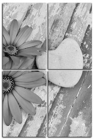Obraz na plátně - Květy a kamenné srdce - obdélník 783QD (120x80 cm)