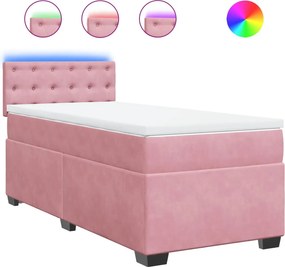 Box spring postel s matrací růžová 100x200 cm samet 3288551