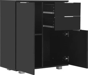Příborník černý s vysokým leskem 71x35x80 cm kompozitní dřevo 283716