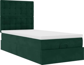 Osmanský rám postele s matracemi tmavě zelené 100x200cm samet 3314447