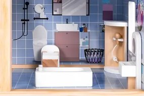 ECOTOYS Třípatrový domeček pro panenky s terasou / od 3 let