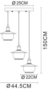 Globo 69030-3H - Závěsné svítidlo 3xE27/60W