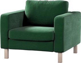 Potah na křeslo IKEA Karlstad, krátký barva zelená látka lesklé, sametová