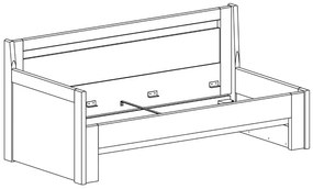 BMB Postel Tandem ORTHO s levou područkou - masivní buk Moření: Bordó, Provedení: oblé, Rozměr: 90/180 x 200 cm