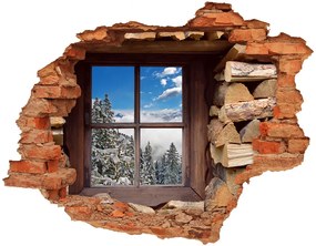 Wallmuralia Fototapeta díra na zeď Zima za oknem 90x70 cm
