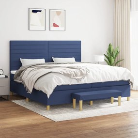 Box spring postel s matrací modrá 200x200 cm textil 3137267