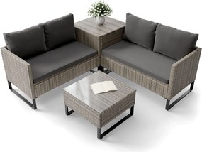 Juskys Zahradní sedací souprava Santorini pro 4 osoby Barva: černá