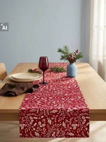 Sinsay - Vánoční běhoun na stůl s rostlinným potiskem - červená