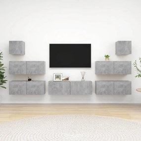 7dílný set TV skříněk betonově šedý kompozitní dřevo 3079133