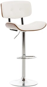 Barová židle Sarnia ~ koženka, dřevo ořech - Bílá