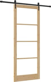 Posuvné dveře 93 x 232 cm Masivní borové dřevo a sklo Přírodní 3332347