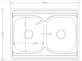 Velazo Dřez 2 komory, nerez - , 80x60 cm