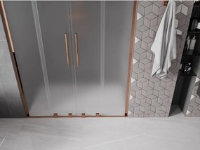 Mexen Velar L Duo, posuvné sprchové dveře do otvoru 140 cm, 8mm sklo námraza, růžové zlato, 871-140-003-32-60