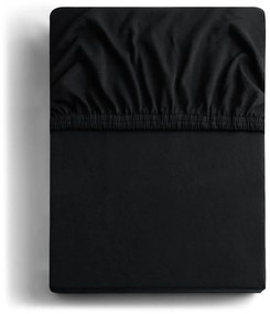 Černé elastické džersejové prostěradlo DecoKing Amber Collection, 200/220 x 200 cm