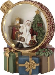 Vánoční dekorace baňka Cherry Noël Santa a LED světlem – Ø 15*16 cm / 3xLR44