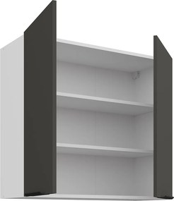 ARIA po | horní skříňka 80 G-72 2F policová | 80 cm | ANTI FINGERPRINT povrch | bílá/šedá grafit