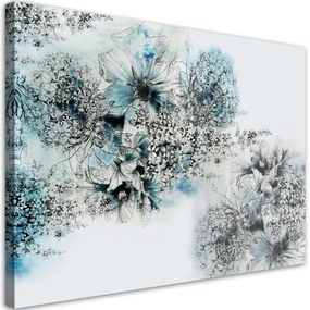 Obraz na plátně, Abstrakce modrých květin - 90x60 cm
