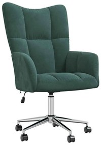 Relaxační křeslo tmavě zelené samet 328163