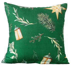 Povlak na polštář z mikrovlákna GREEN CHRISTMAS 45x45 cm, zelený