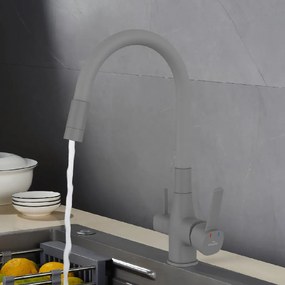 Invena Magic, stojánková dřezová baterie s flexibilním ramenem a filtrem na pitnou vodu, šedá matná, INV-BZ-02-F05-V