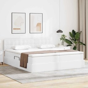 Postel s úložným prostorem Úplně bílá 200 x 200 cm Umělá kůže 3370910