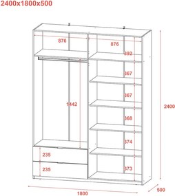 Skříň čtyřdveřová Lukas 180x50x240 cm kašmír