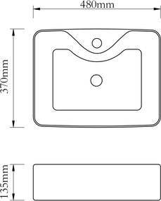 Keramické umyvadlo s otvorem na baterii - čtvercové | bílé