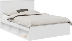 Rám postele s čelo Bílá 140 x 190 cm Masivní borové dřevo 3409345