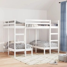 Rám trojité patrové postele bílý 140x200/70x140 cm borovice 3308578