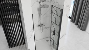 Rea Molier, skládací sprchové dveře 80x190cm do otvoru, 6mm čiré sklo, černý profil, KPL-K9537