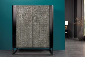 Luxusní vysoká komoda z masivu Croco Mango černá 100cm