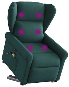 Elektrické zvedací masážní polohovací křeslo zelené textil 3303410