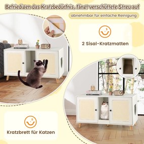 Costway Kočičí skříňka na kočičí záchod kočičí záchodová s 2 dvířky kočičí