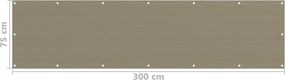 Balkónová zástěna taupe 75 x 300 cm HDPE 310956