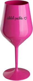 ÚKLID POČKÁ - růžová nerozbitná sklenice na víno 470 ml