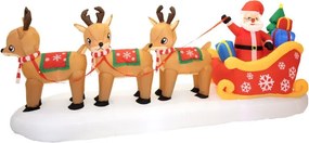 Nafukovací Santa Claus v saních se sobíky 390 cm