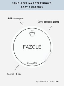 FAZOLE – bílá samolepka na dózu, základní písmo, 5 cm | DomaLEP