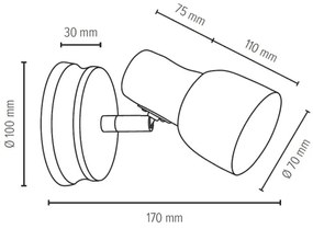 Spot-Light 2239176 - Nástěnné bodové svítidlo SVANTJE 1xE14/40W/230V