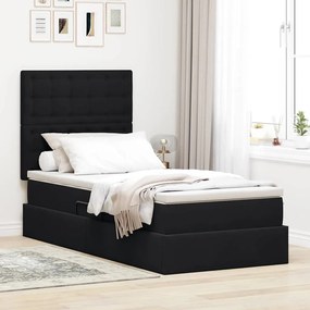 Postel s úložným prostorem a matrací Černá 90 x 190 cm samet 3372119