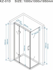 BPS-koupelny Čtvercový sprchový kout HYD-SK01D 100x100 černá/transparent + vanička HYD-SSV-ST06A černá