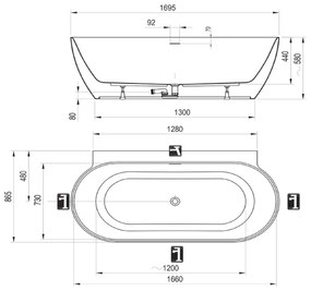 Ravak CC71A00000 - Vana FREEDOM 170x87 cm akrylát/lesklá bílá