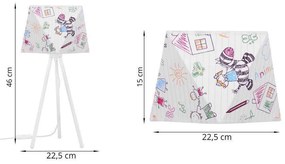 Dětská stolní lampa Diamond, 1x bílé textilní stínítko se vzorem