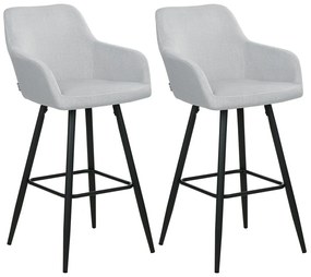 Sada 2 sametových barových židlí šedé CASMALIA Beliani