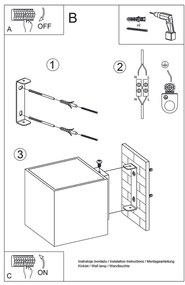 Nástěnné svítidlo Quad, 1x zlaté kovové stínítko
